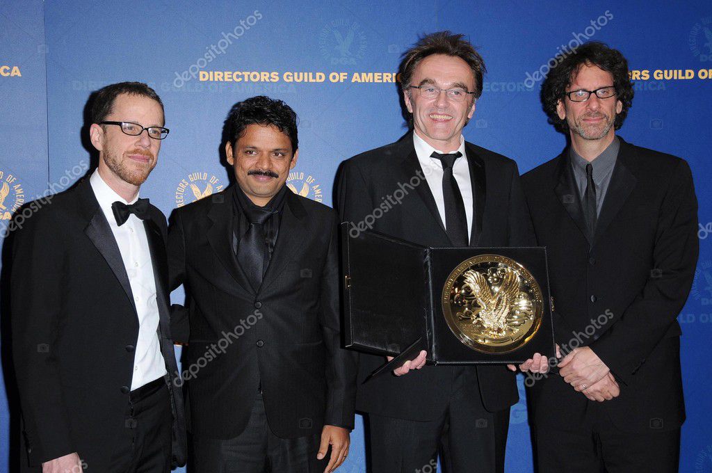 Ethan Coen and Raj Acharya with Danny Boyle and Joel Coen in the press ...