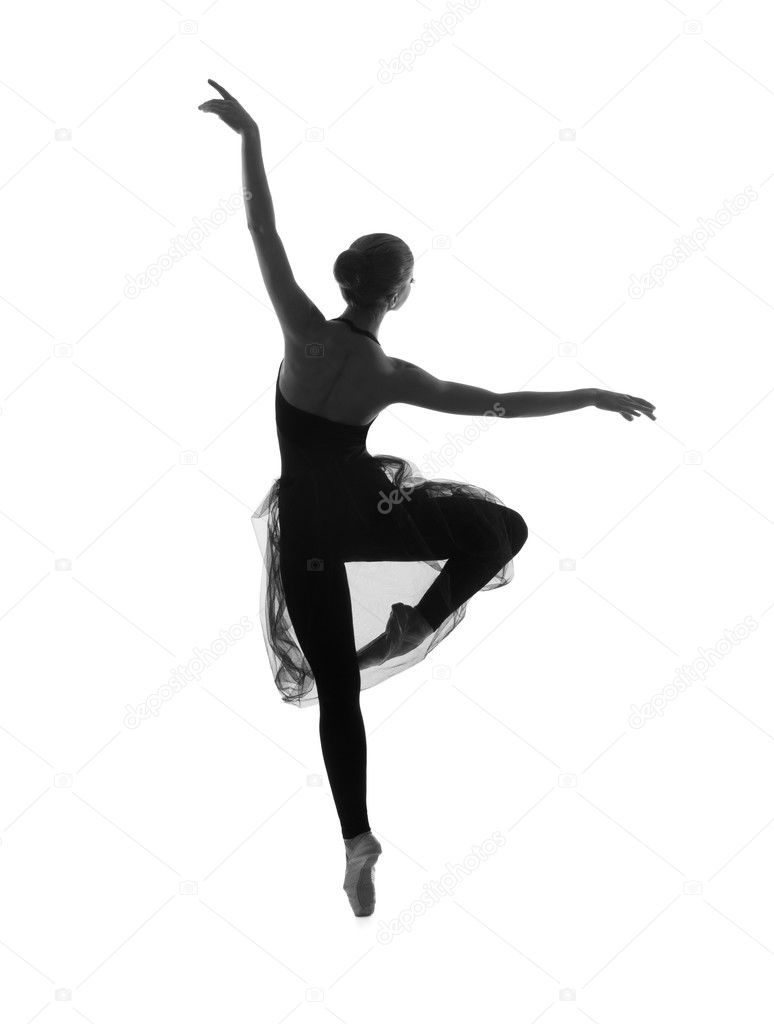 Black and white trace of young beautiful ballet dancer Stock Photo by ...