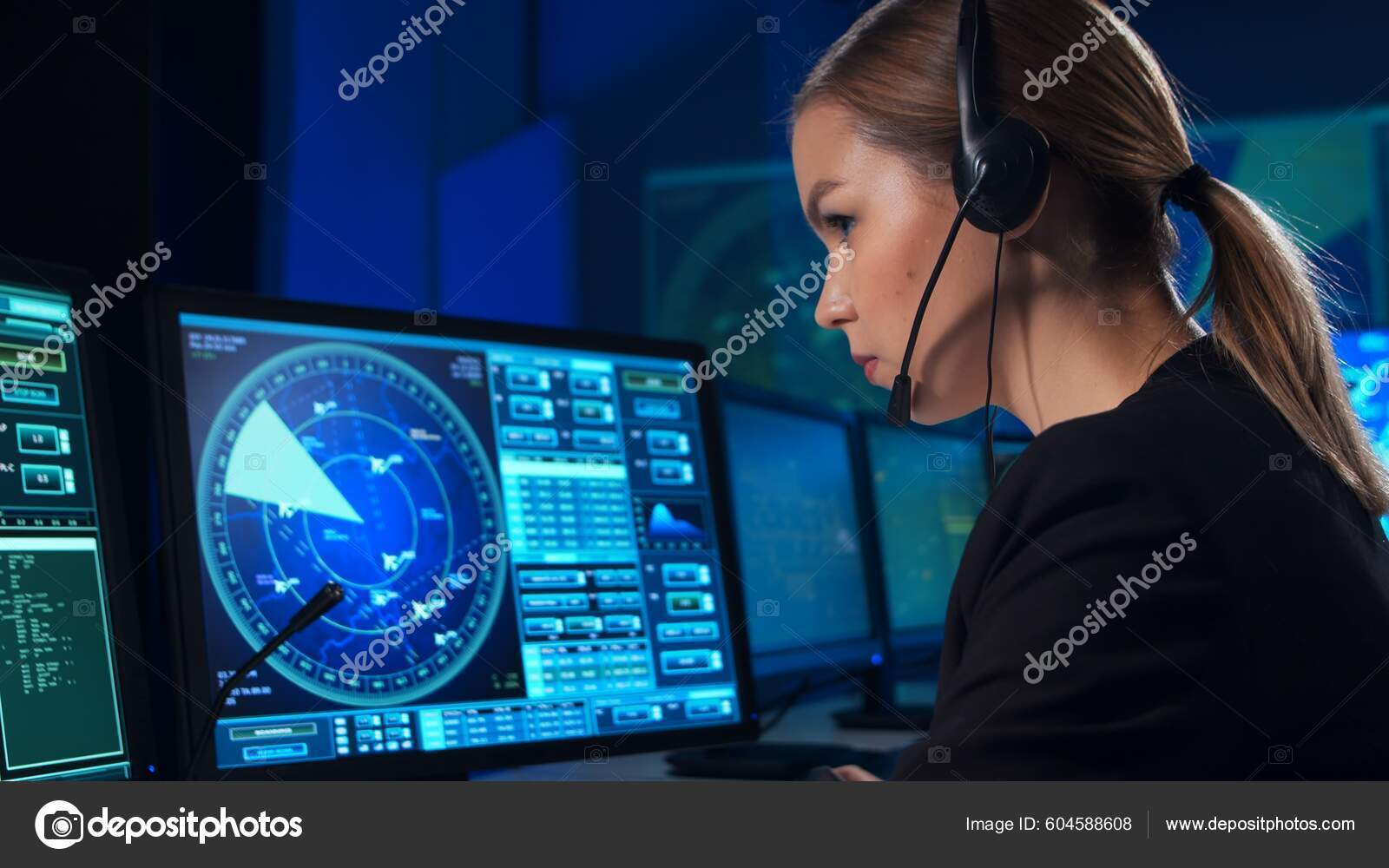 Workplace Air Traffic Controllers Control Tower Team Professional ...