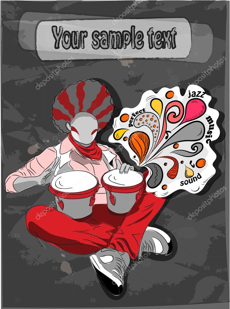 Playing the bongos, vector abstract music background Stock Vector Image ...