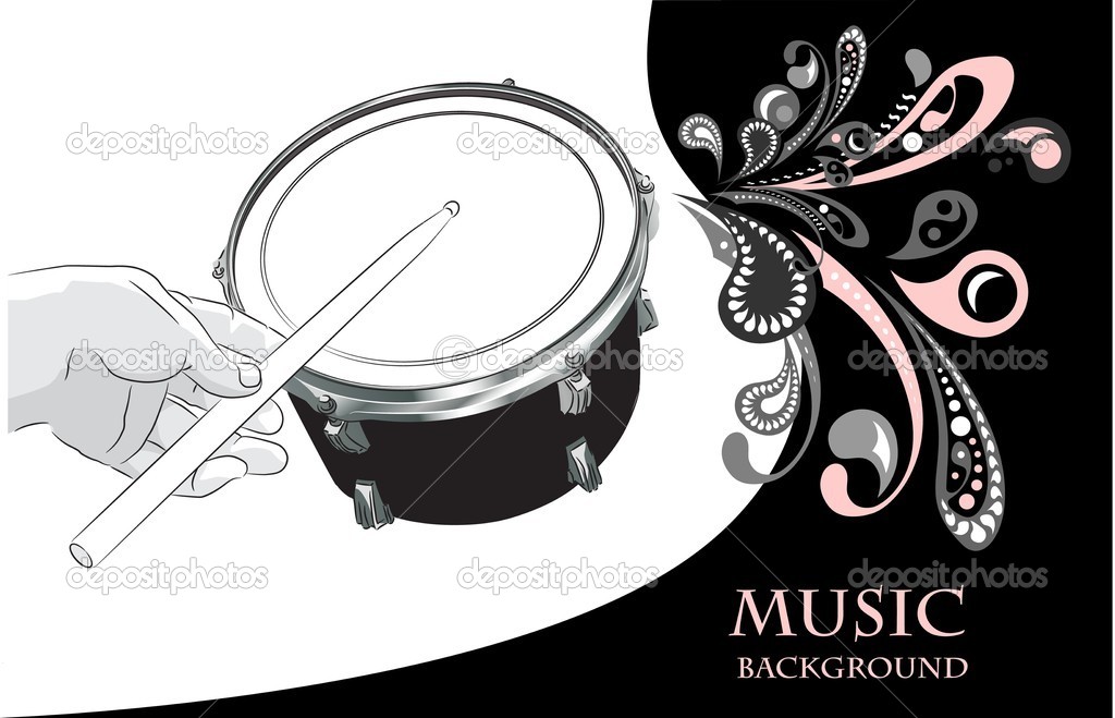 Drum and drummer's hand - vector background Stock Vector Image by ...