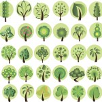 Set of round labels with various trees Stock Vector Image by ©tannilion ...
