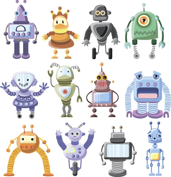Robotar cartoon illustration set Vector Art Stock Images | Depositphotos