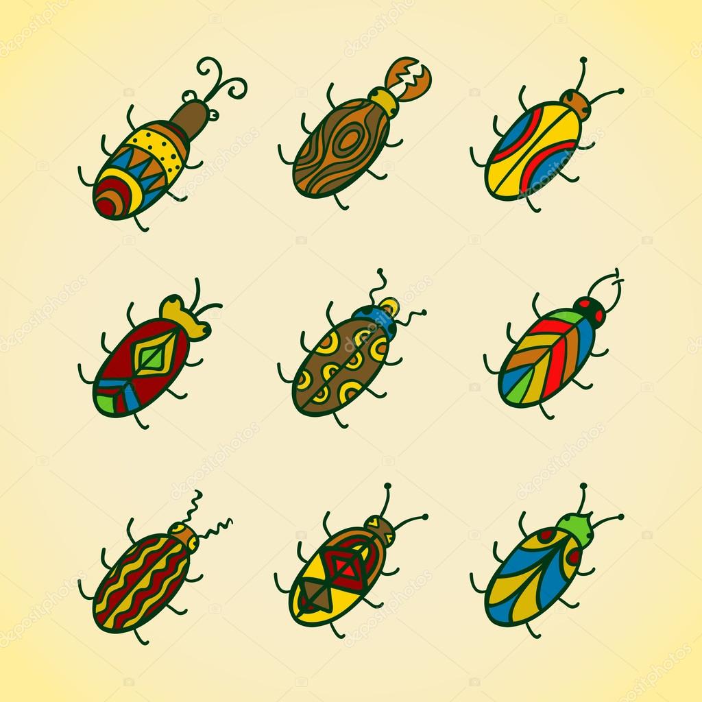 Lindos bichos. Dibujos animados vector conjunto vector, gráfico ...