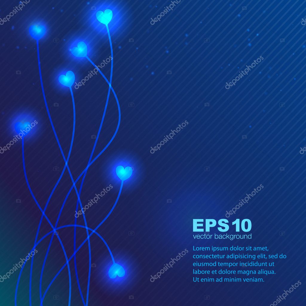Blue fantasy background with hearts - EPS10 vector illustration Stock ...