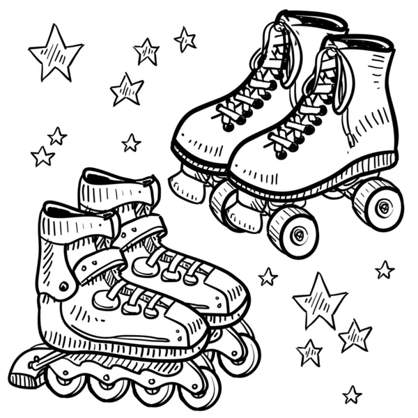 Dibujo De Patines En Línea Patín Sobre Ruedas. Dibujo Vectorial