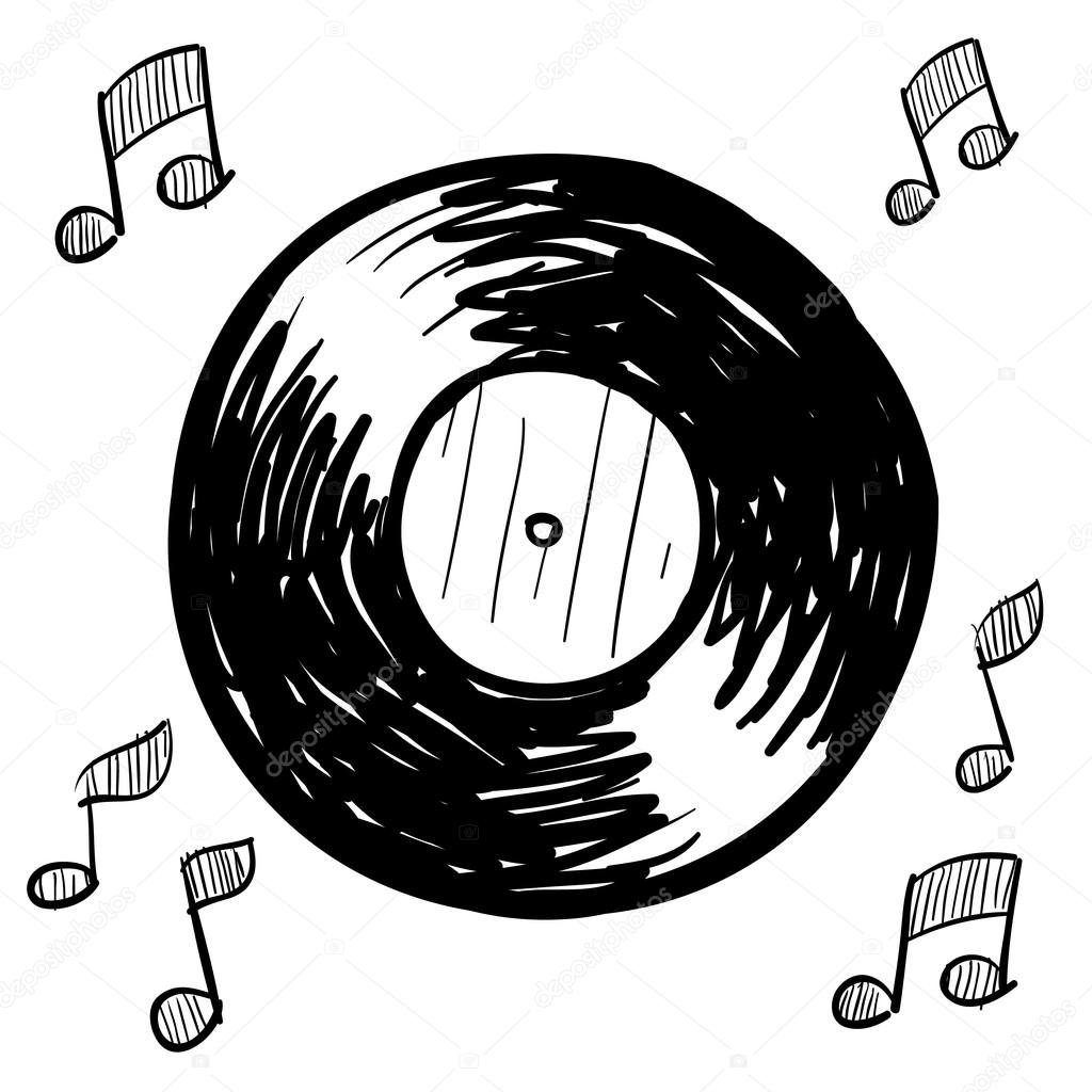 Retro vinyl record sketch — Stock Vector © lhfgraphics #13920642