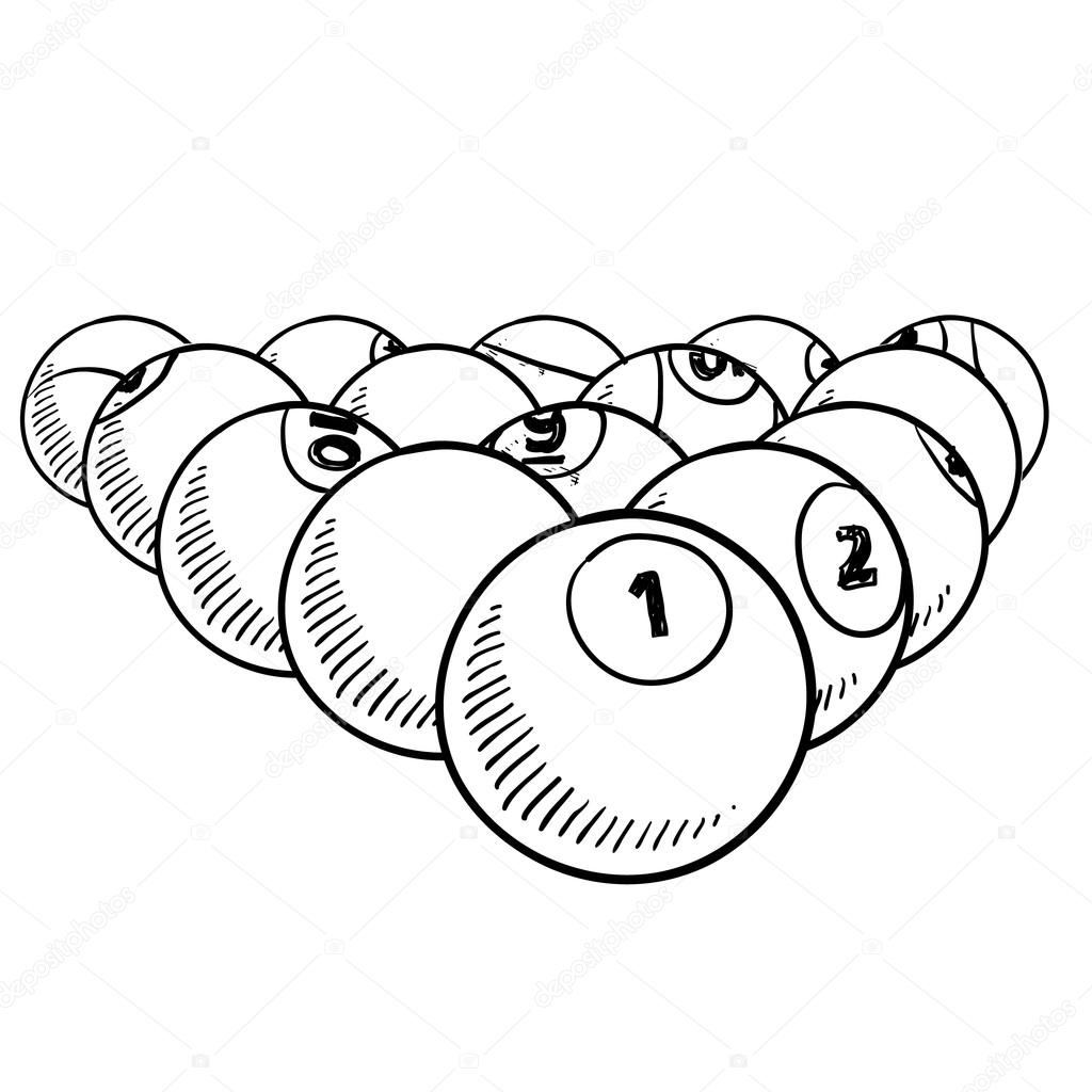 Pool oder Billard-Bälle-Vektor-Skizze — Stock-Vektorgrafik ...