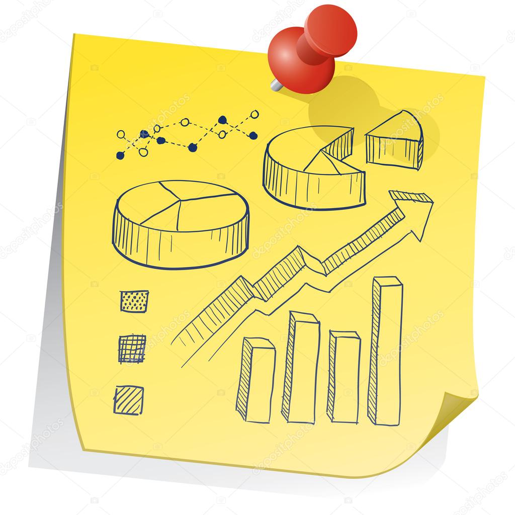 Graph and chart elements on sticky note Stock Vector Image by ...