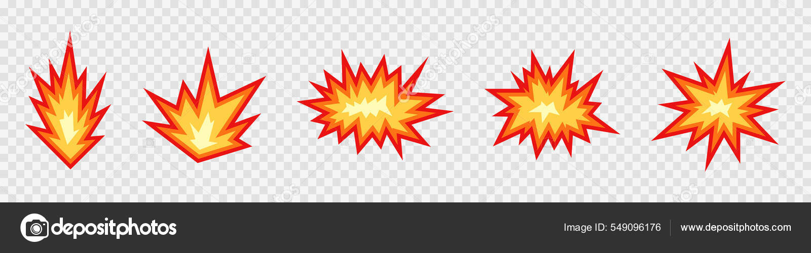 Boom Comic Book Explosion Set Burst Cartoon Style Blast Bomb Stock ...