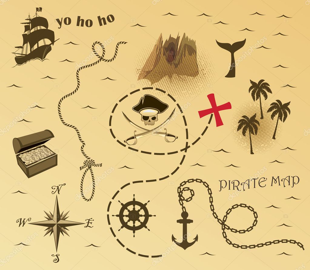 Mapa de pirata — Vetor de Stock © Moloko88 #38447223