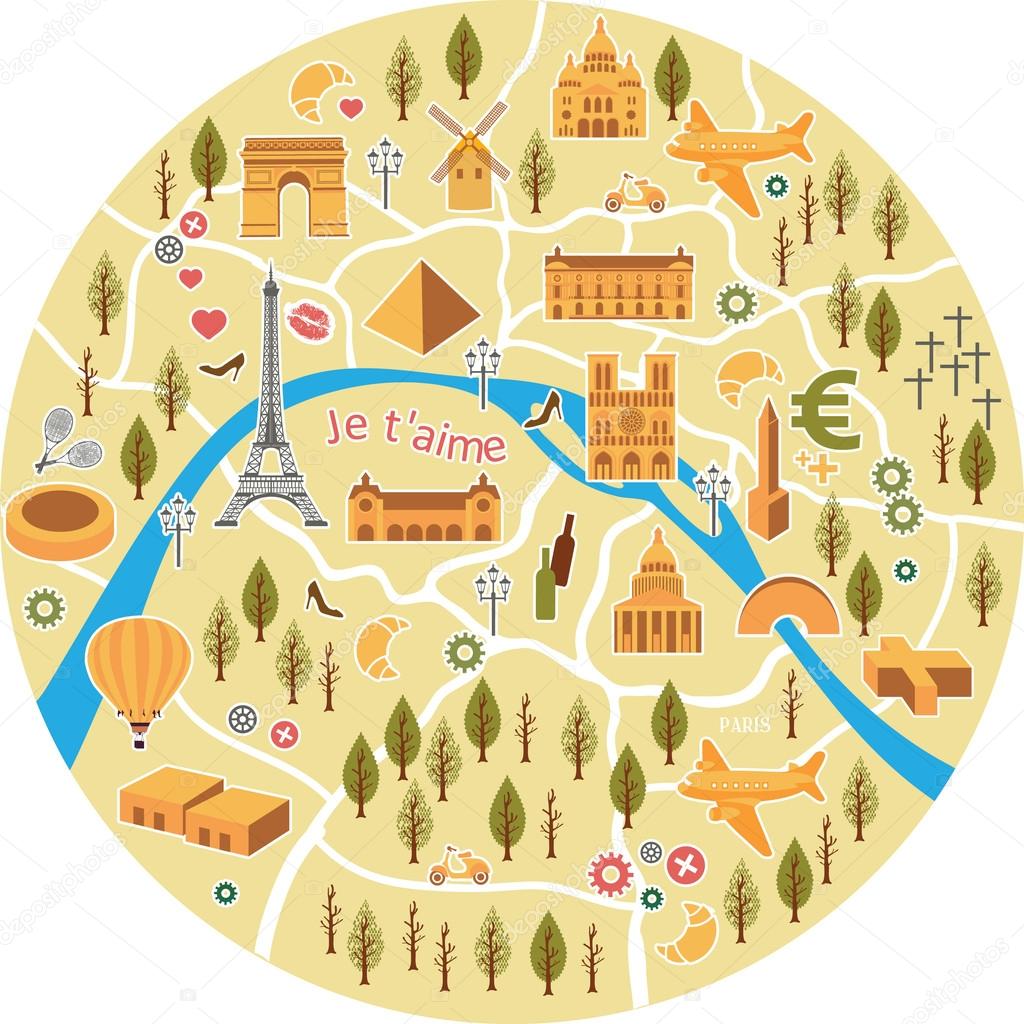 Cartoon Paris map — Stock Vector © Moloko88 #43961423
