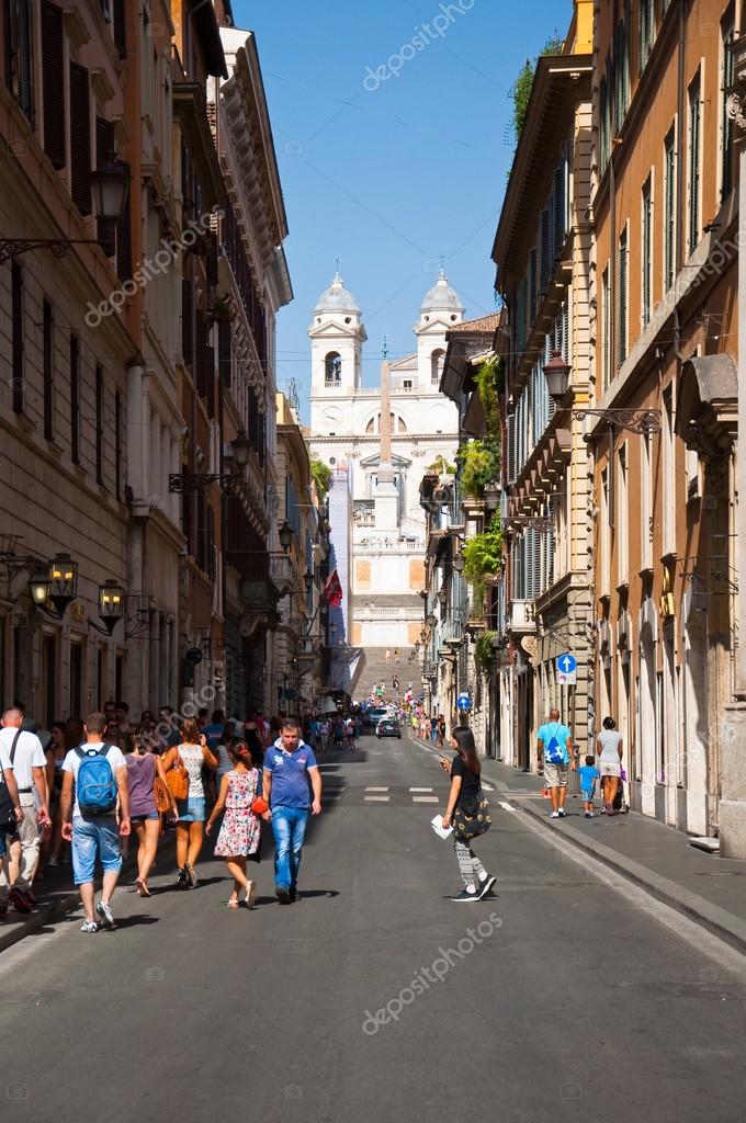 ROME-AUGUST 6: Via Condotti on August 6, 2013 in Rome. Via Condotti ...