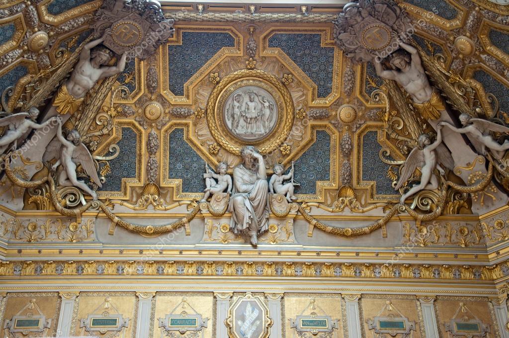 Ceiling in the Louvre Museum in Paris, France. – Stock Editorial Photo ...