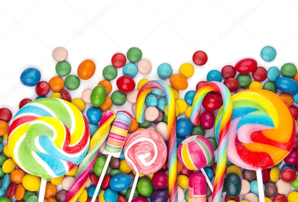 Mixed colorful candies isolated on white — Stock Photo © lamento #30177141