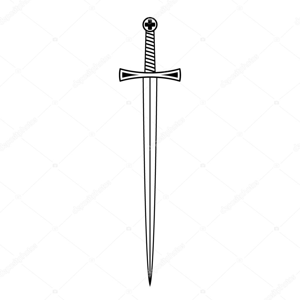 Schwert. schwarz-weiß Vektor-illustration — Stockvektor © pio3 #14756385