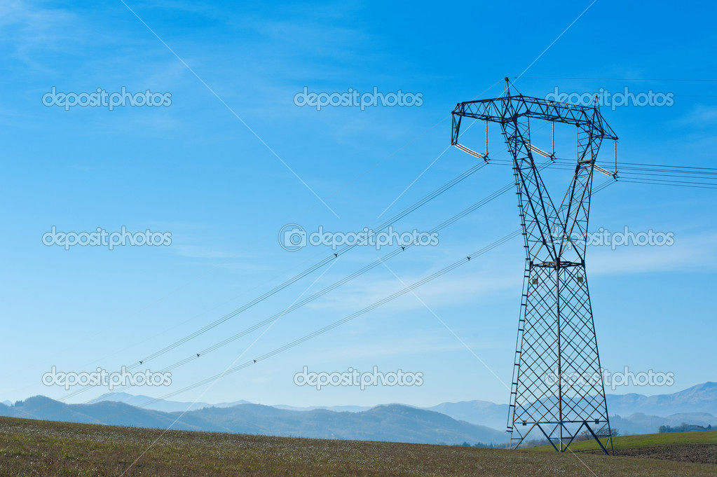 Pylon with blue sky background — Stock Photo © pio3 #15374289