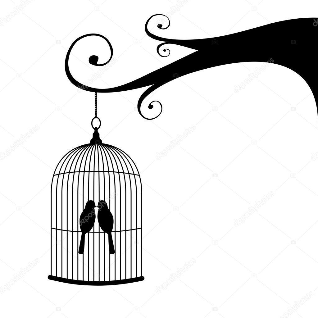 Tree And Bird Cage Clip Art