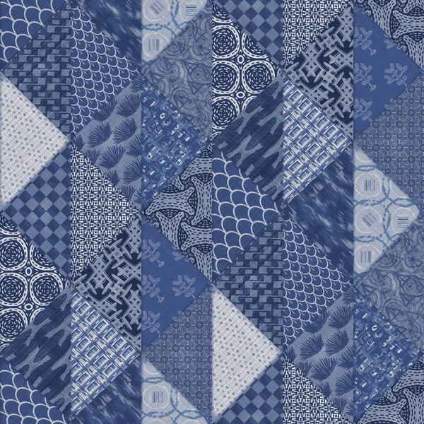 Denim western blue patchwork triangle woven texture. Indigo vintage ...