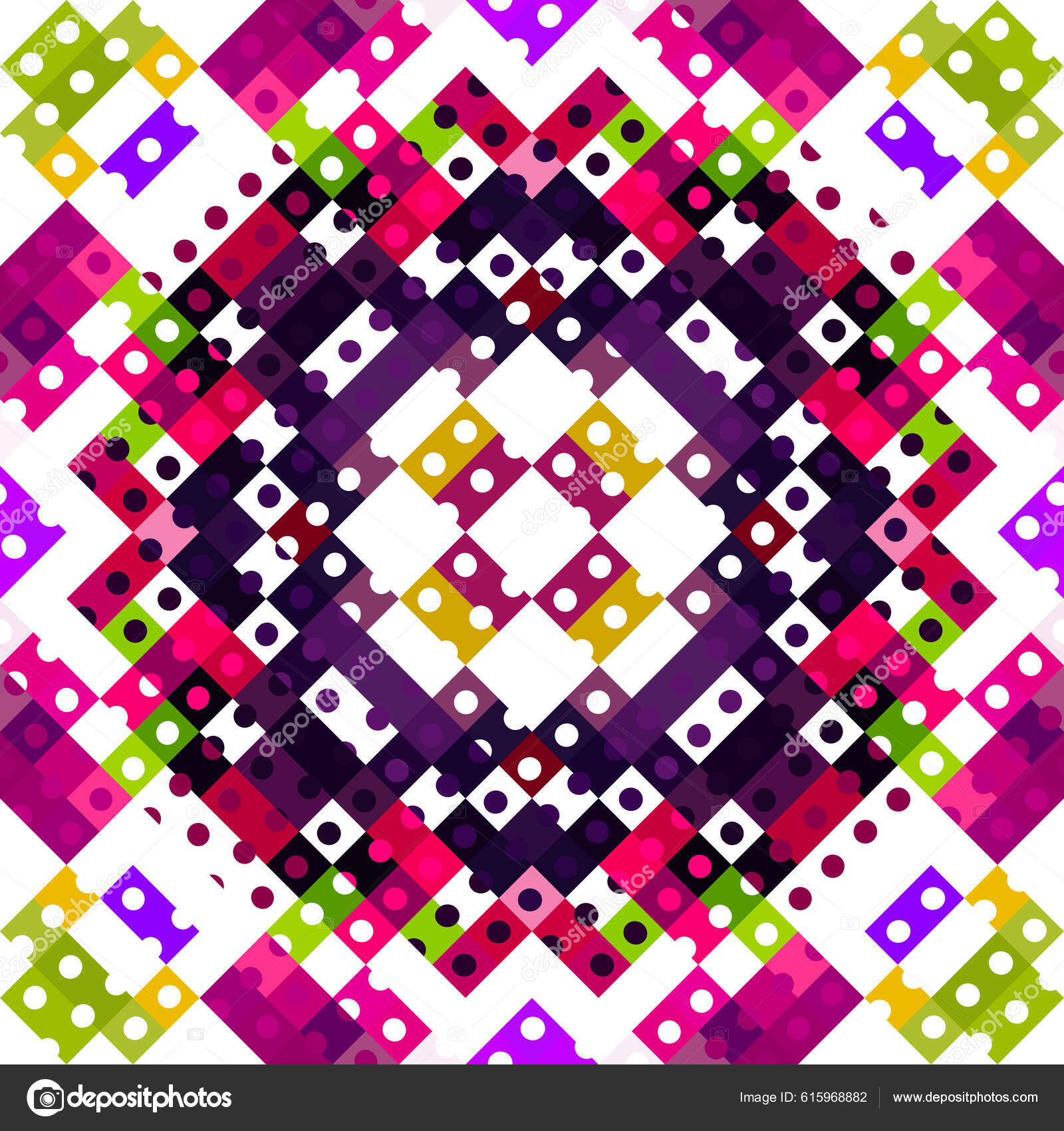 Whimsical Geometric Pixel Pattern Playful Fun Kaleidoscopic Pink ...