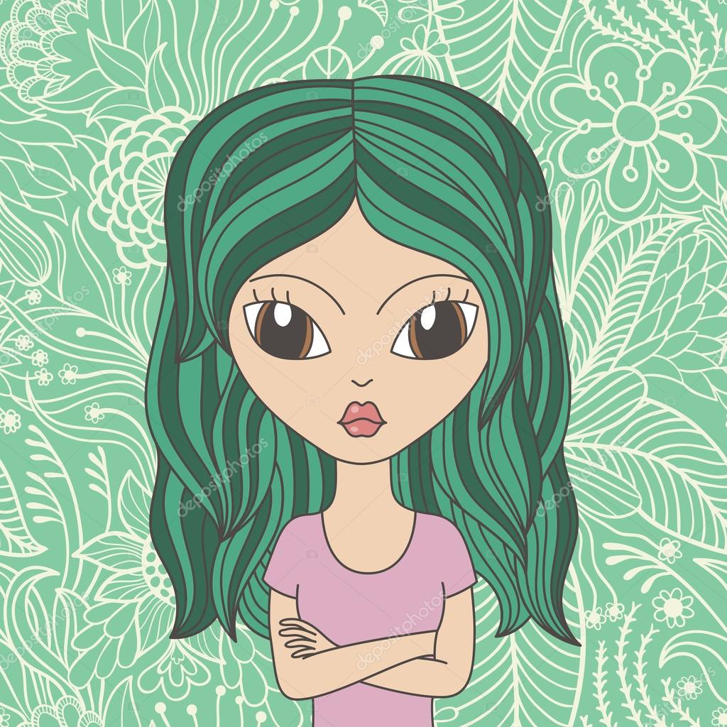 Girl with green hair Stock Vector Image by ©tets #16241977