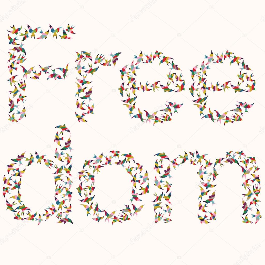 The word "freedom" made of colorful birds Stock Vector by ©tets 49670229