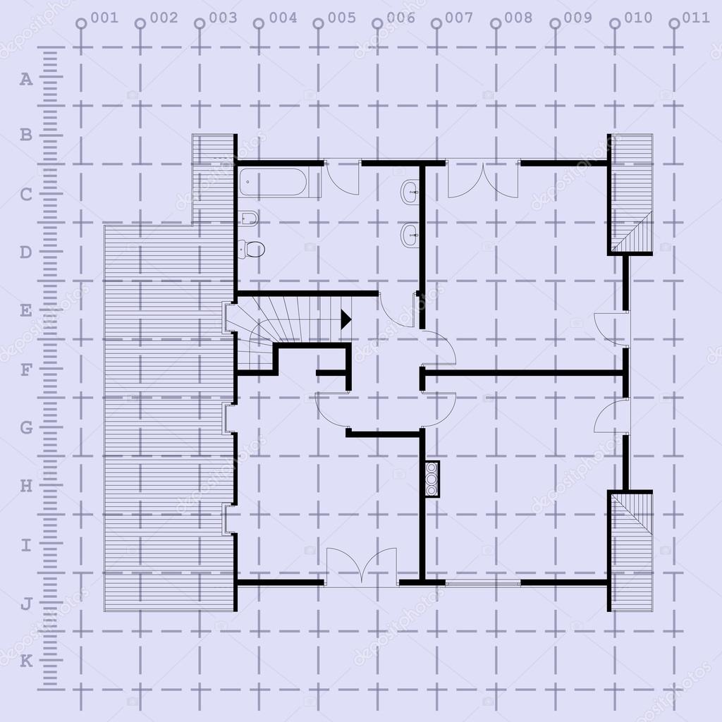 Home plan blueprint background. vector illustration Stock Vector Image ...