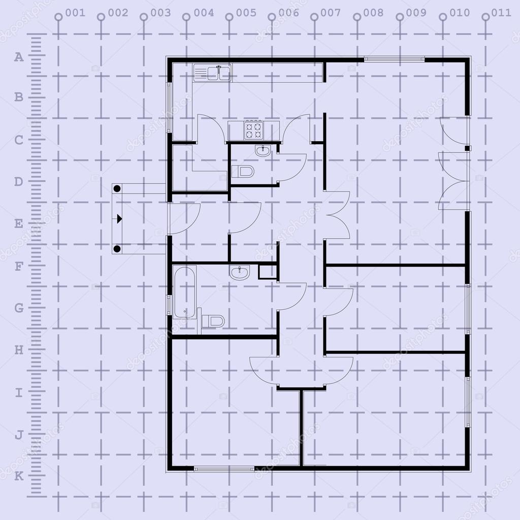 Home plan blueprint background. vector illustration Stock Vector Image ...