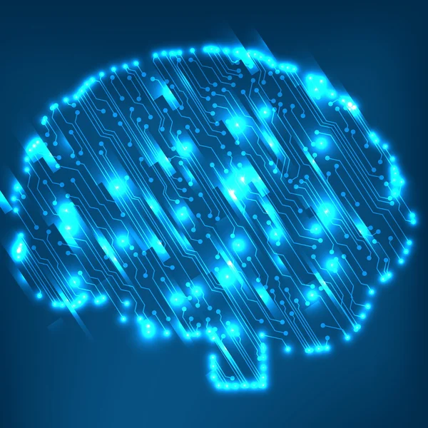 Circuit board computer style brain bitmap technology background — Stock ...
