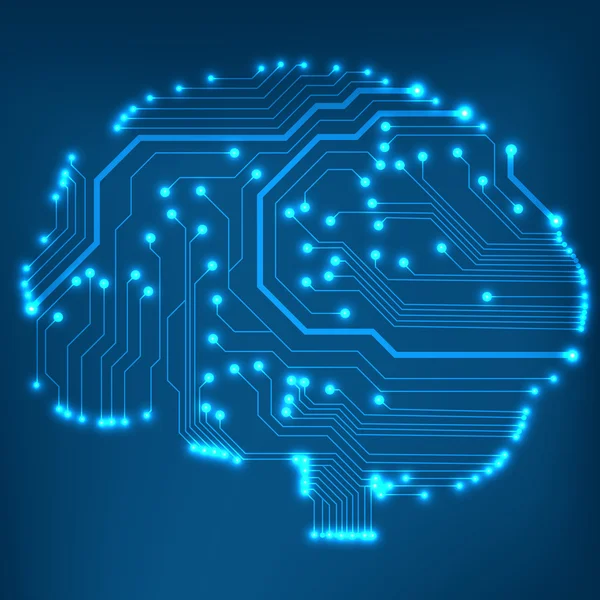 Circuit board computer style brain bitmap technology background — Stock ...