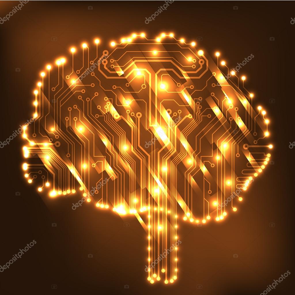 Circuit board computer style brain vector technology background. EPS10 ...