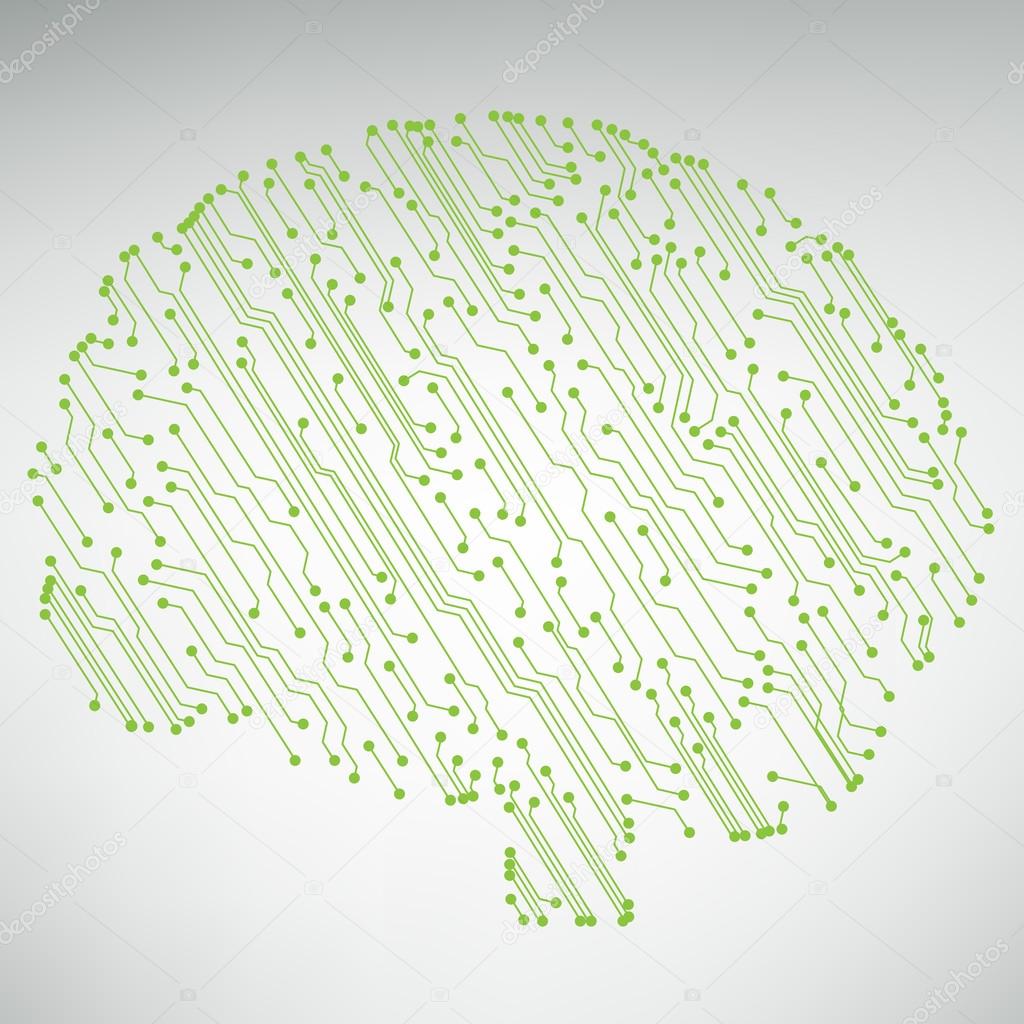 Circuit board computer style brain vector technology background Stock ...