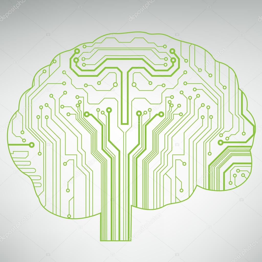 Circuit board computer style brain vector technology background. EPS10 ...
