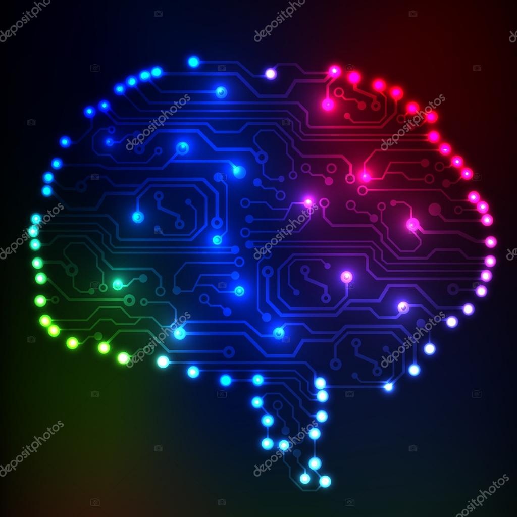 Circuit board computer style brain vector technology background. EPS10 ...