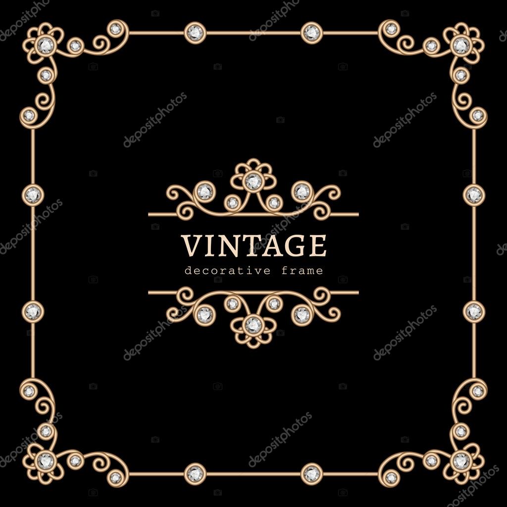 Square gold jewelry frame Stock Vector Image by ©magenta10 #45773419