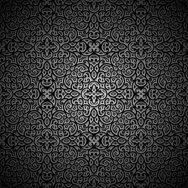 Vintage black background with silver lace pattern Stock Vector Image by ...