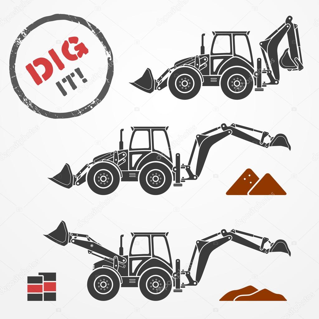 Excavator silhouettes — Stock Vector © zag_awd #49636165