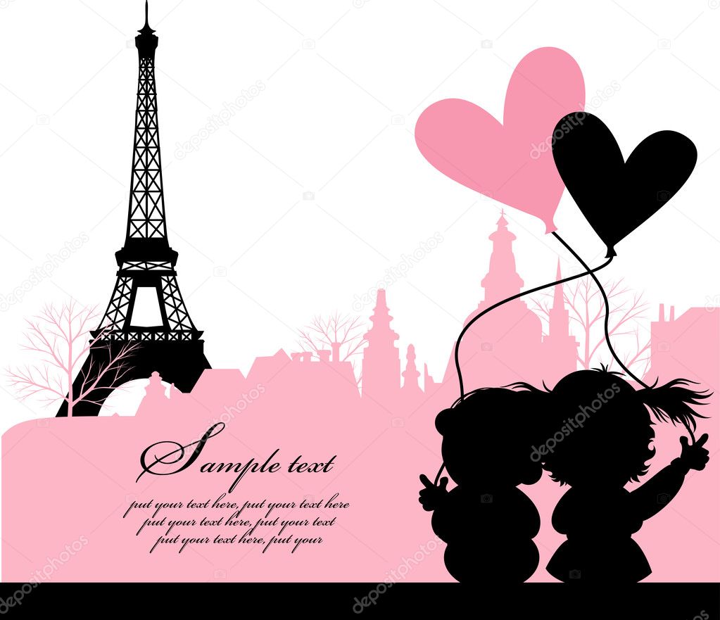PARIS, FRANCE, LOVE VECTOR — Stock Vector © mikosha #39904595