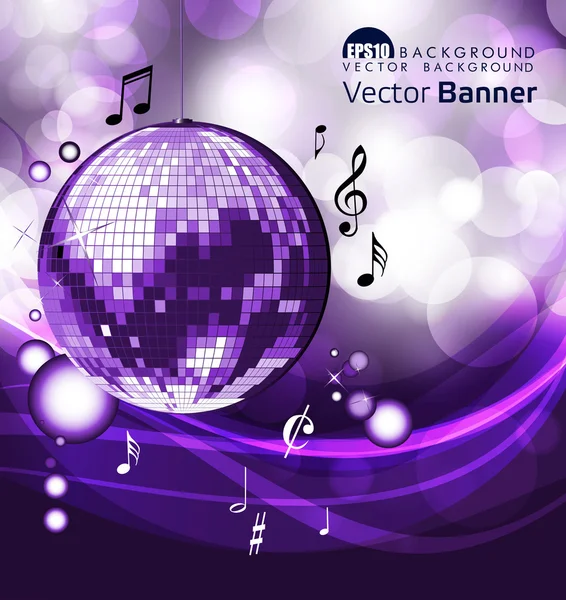 Disco ball with notes and music — Stock Vector © artyco #1091981