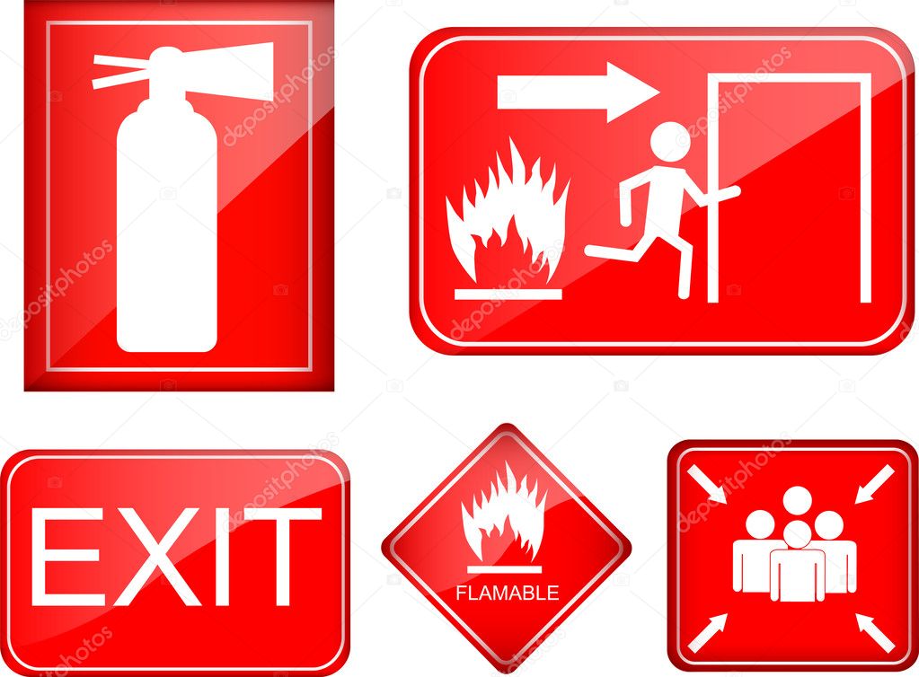 Set of fire accident sign — Stock Vector © stioss #35944365