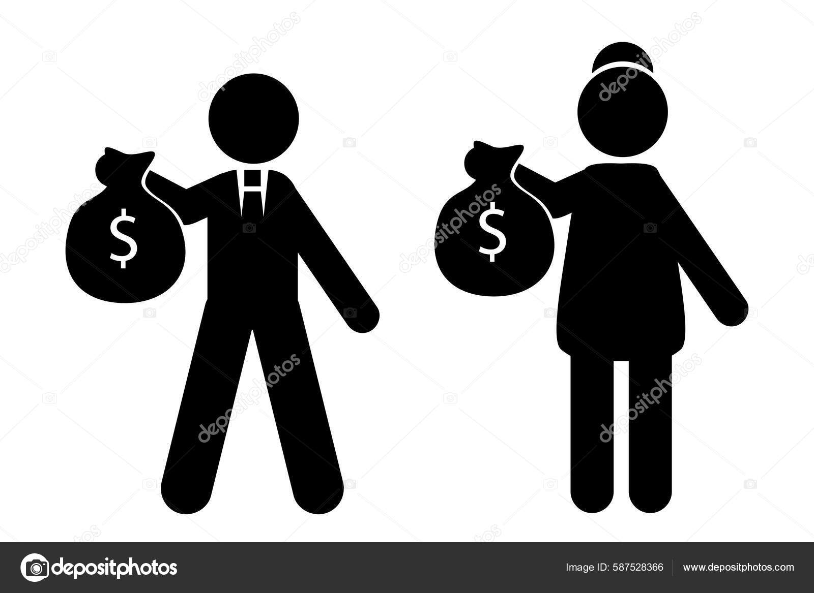 Simple Vector Set Standing Stick Man Stickman Man Woman Hold Stock ...