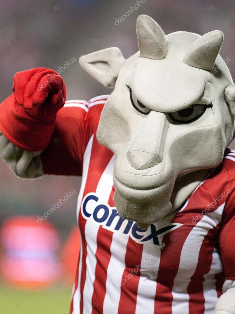 Chivas mascot getting the fans involved during half time of the match ...