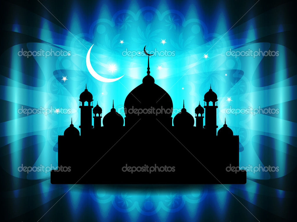 Religious eid background design with mosque. Stock Vector by ...