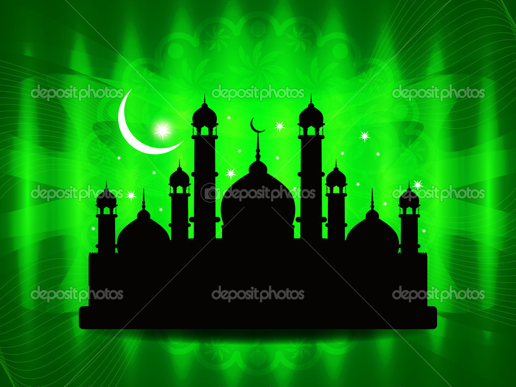 Religious eid background design with mosque. Stock Vector by ...