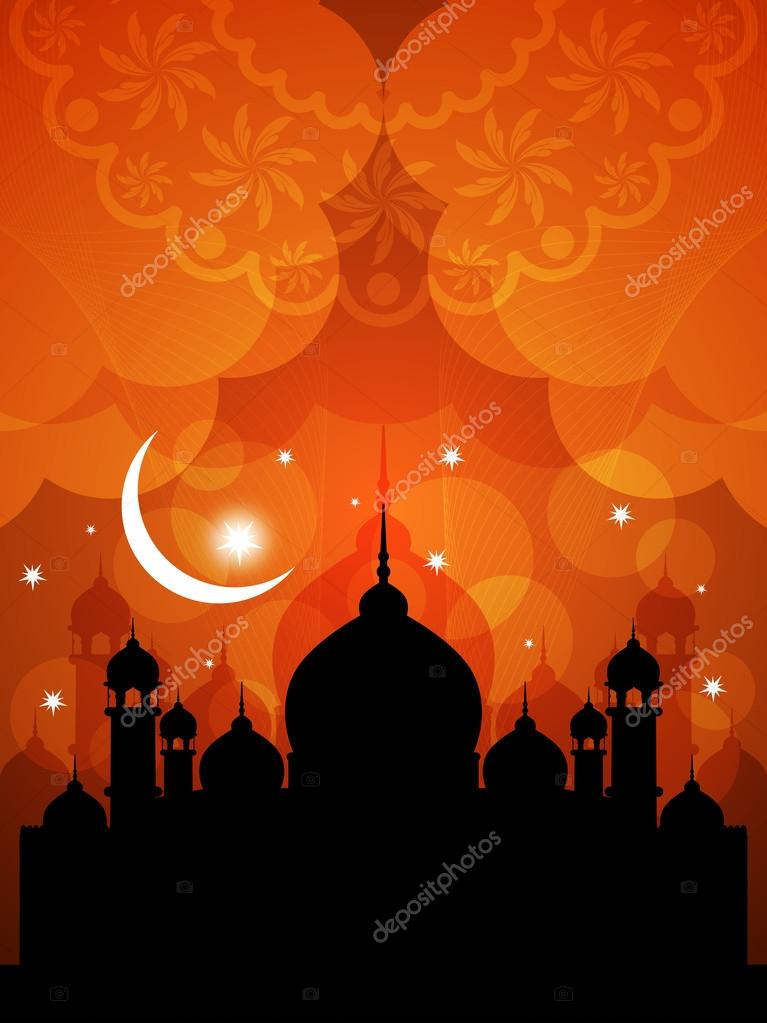 Religious eid background design with mosque. Stock Vector Image by ...