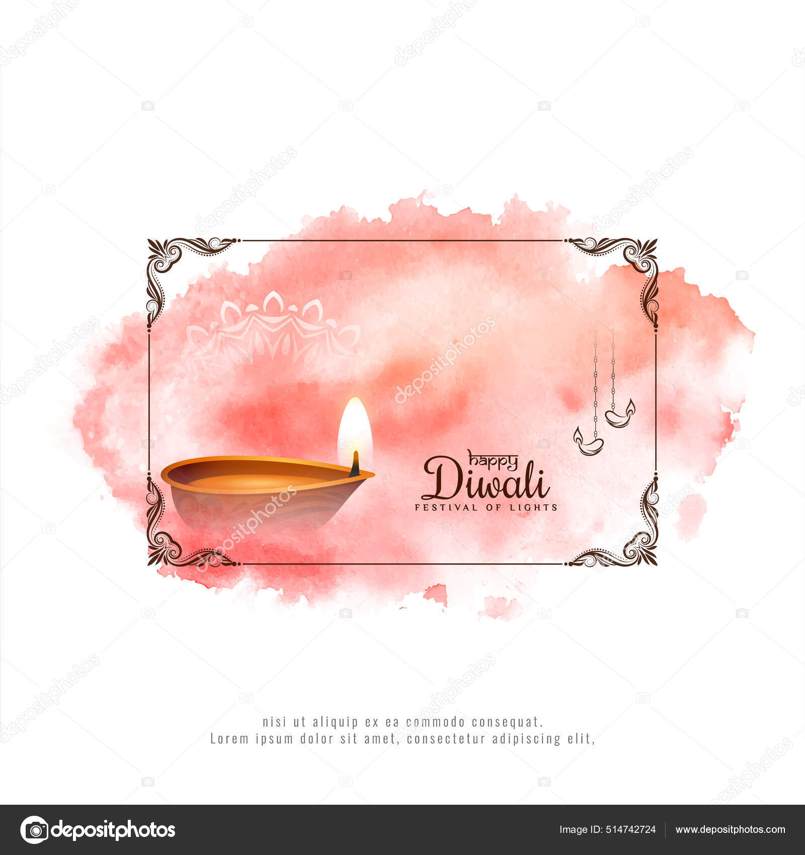 Happy Diwali Festival Celebration Frame Background Design Vector Stock ...
