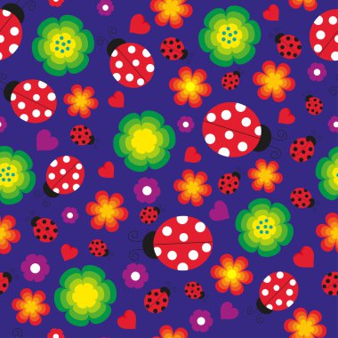 Cute Flower Ladybug Seamless Vector Pattern Stock Vector Image by ...