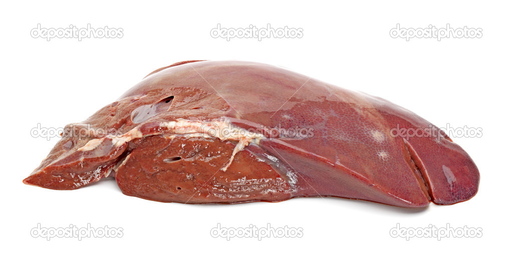Raw liver on white background — Stock Photo © jianghongyan #28181961