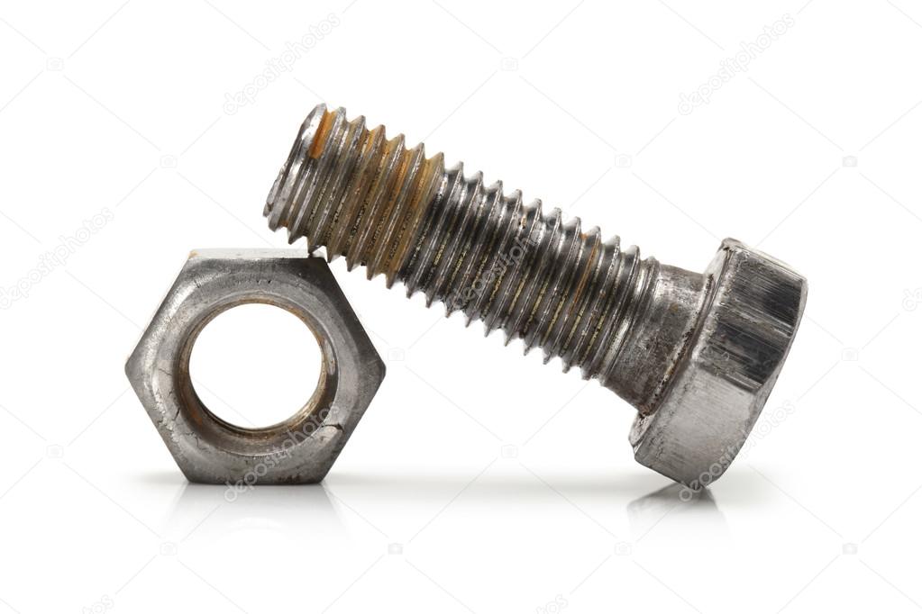 Bolt and nut closeup on white background Stock Photo by ©jianghongyan ...