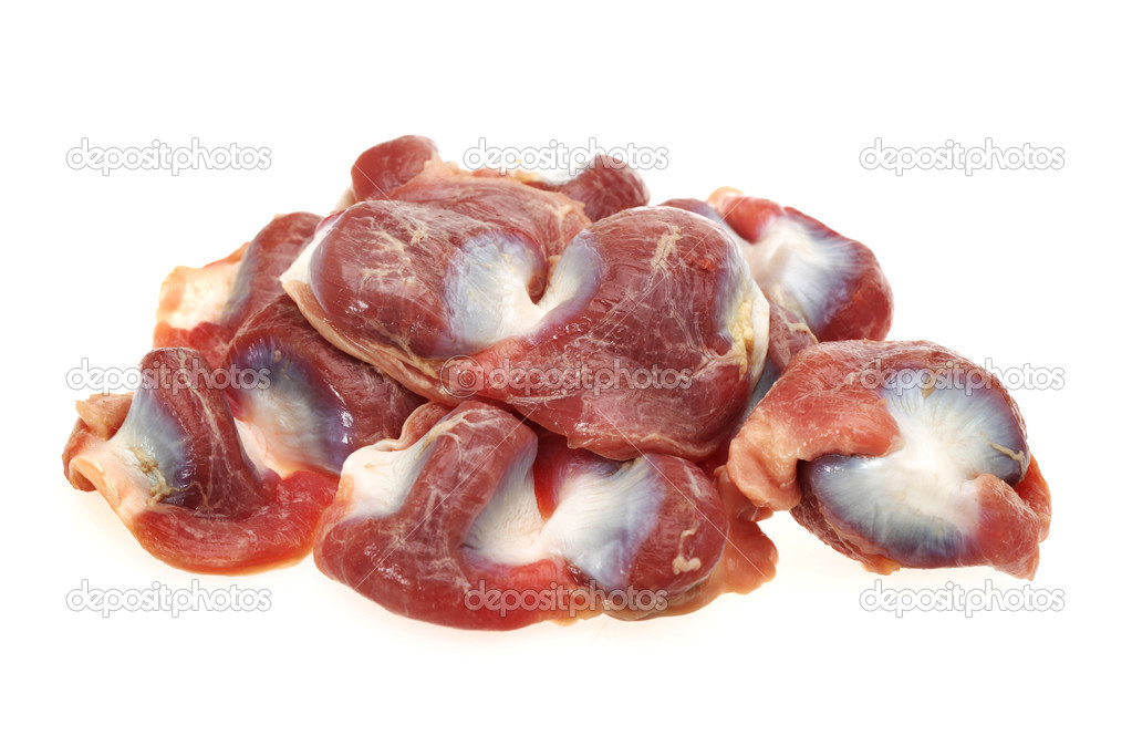 Raw Chicken gizzards on white background — Stock Photo © jianghongyan ...